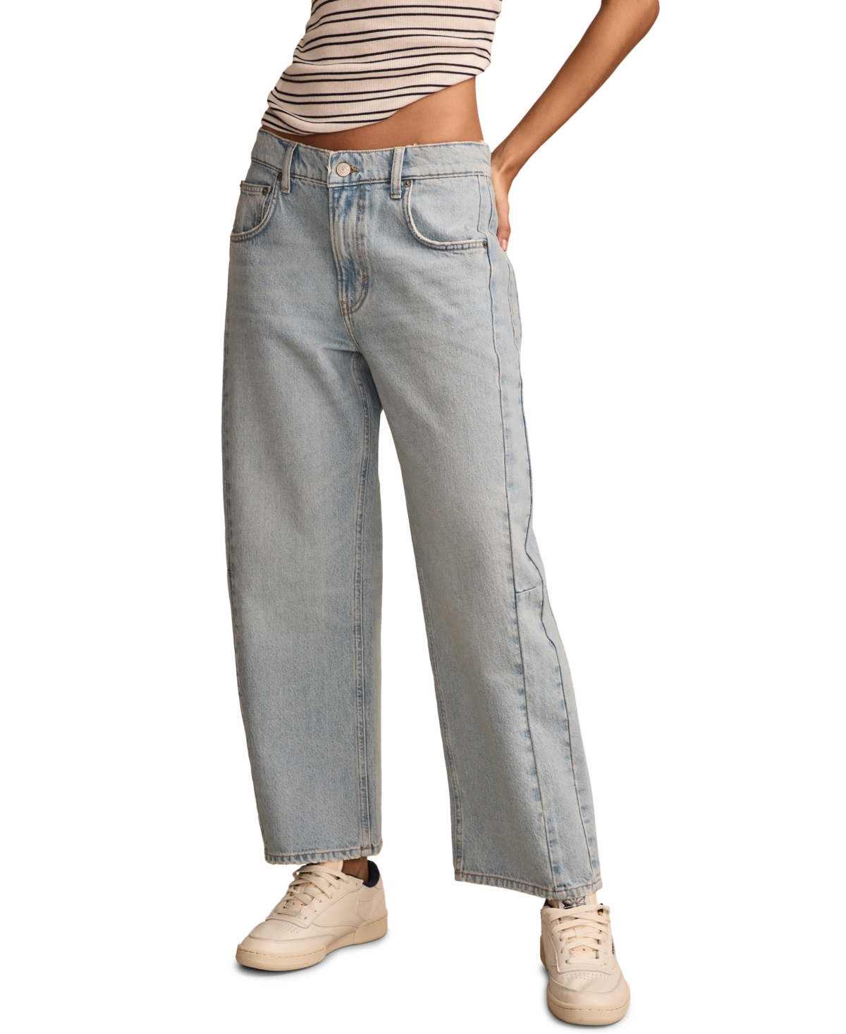 Click here for Lucky Brand Womens Distressed High Rise Barrel-Leg... prices