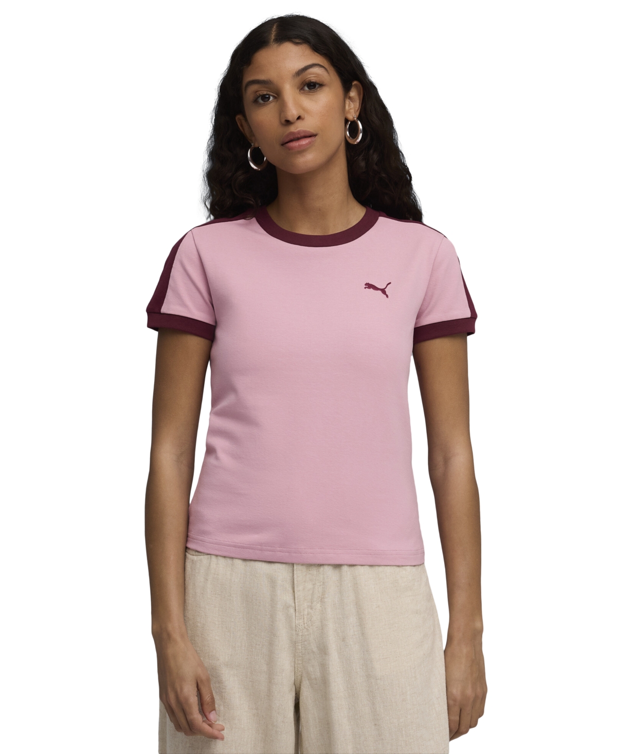 Click here for Puma Womens T7 Slim T-Shirt - Poised Pink prices