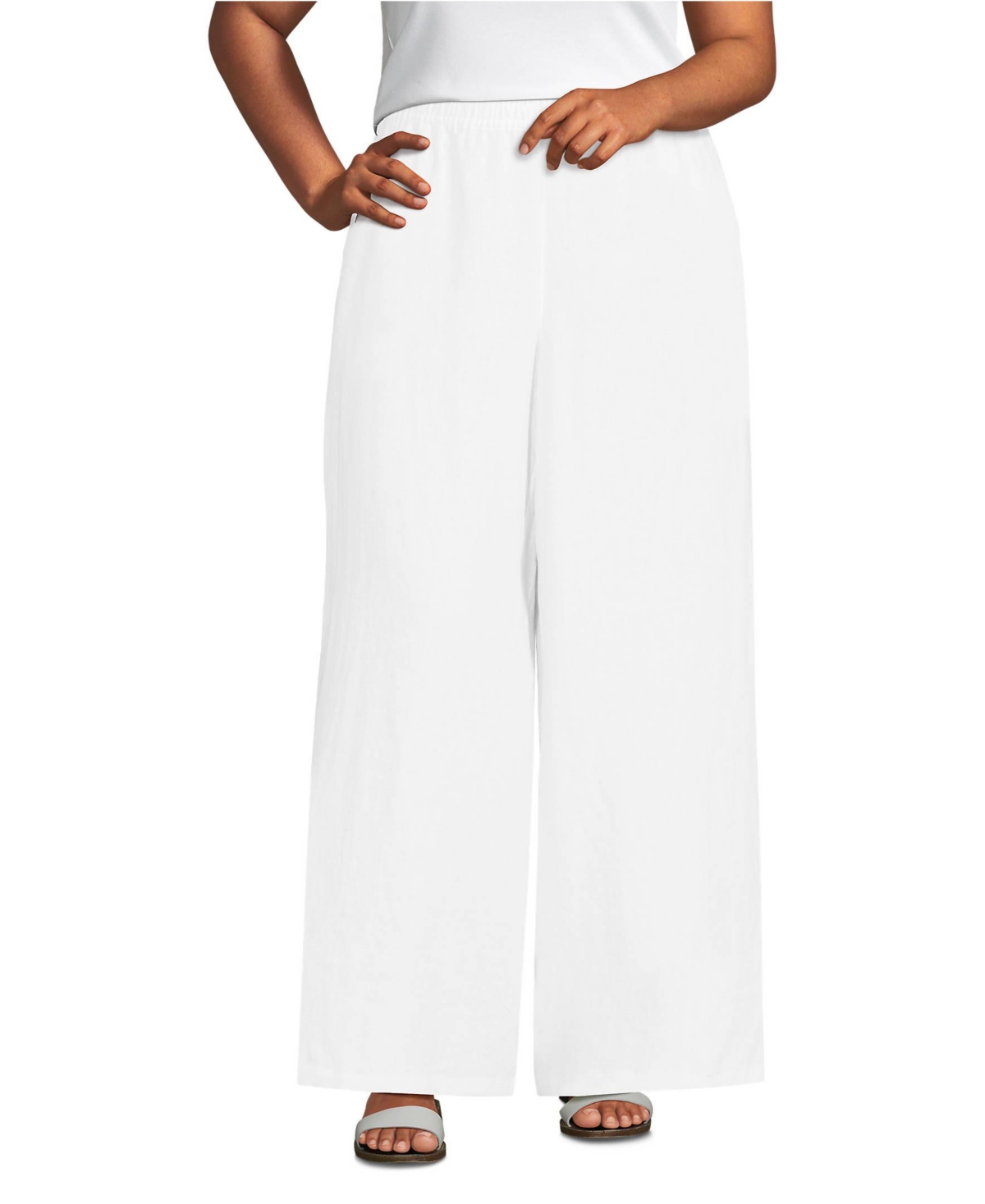 Click here for Lands End Womens Plus Size Linen High Rise Palazzo... prices