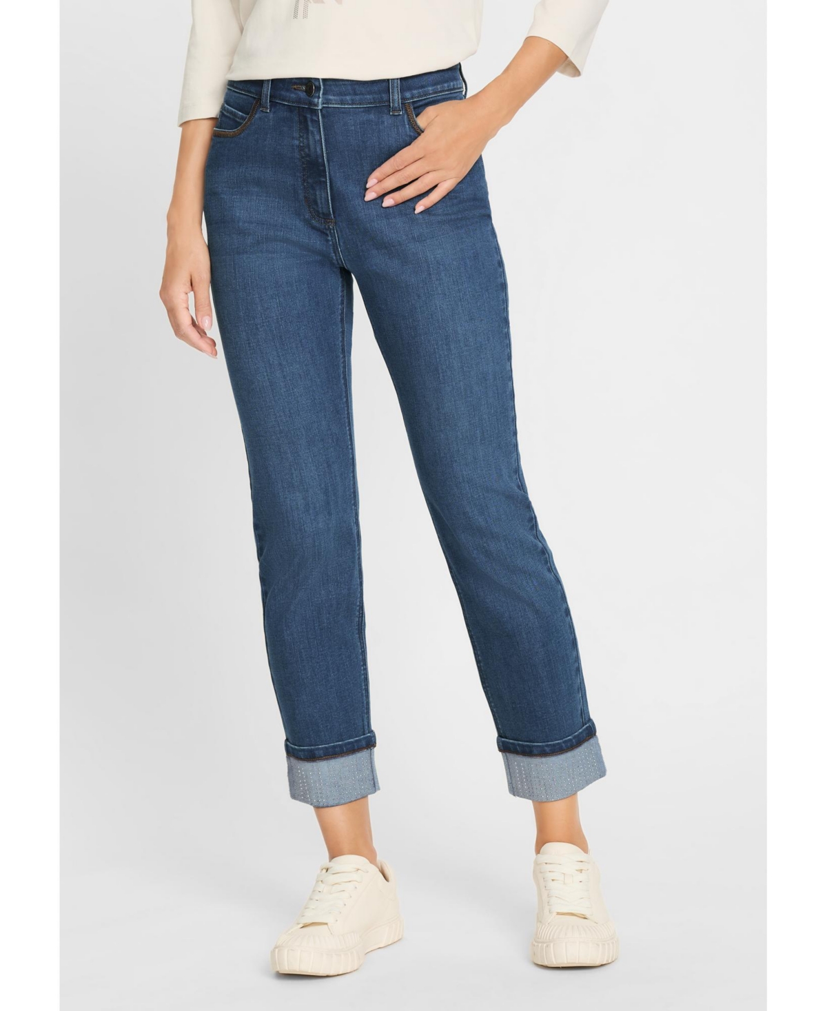 Click here for Olsen Womens Mona Fit Straight Leg 5-Pocket Jean w... prices