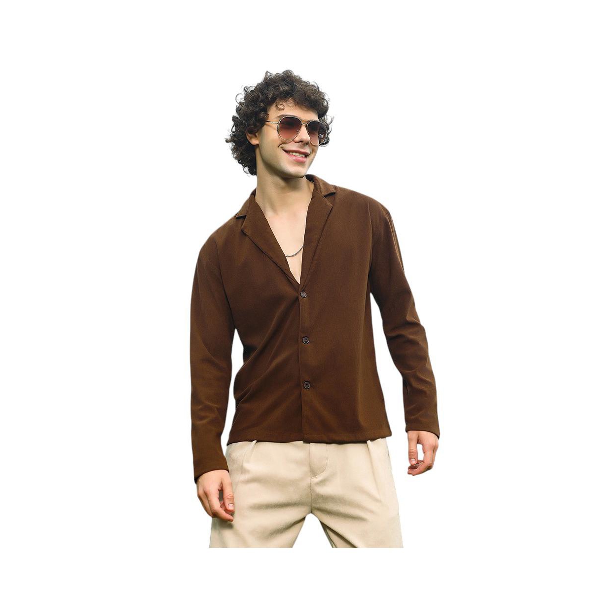 Click here for Campus Sutra Mens Chocolate Brown Ribbed Oversized... prices
