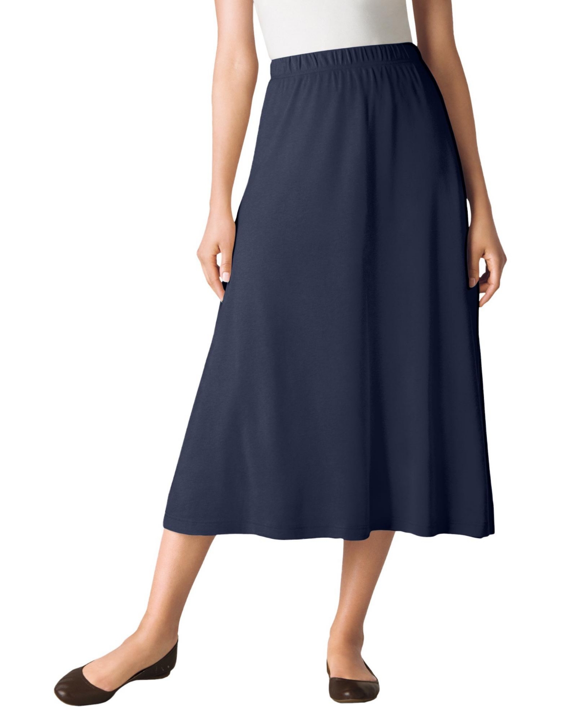 Click here for Woman Within Plus Size 7-Day Knit A-Line Skirt - N... prices
