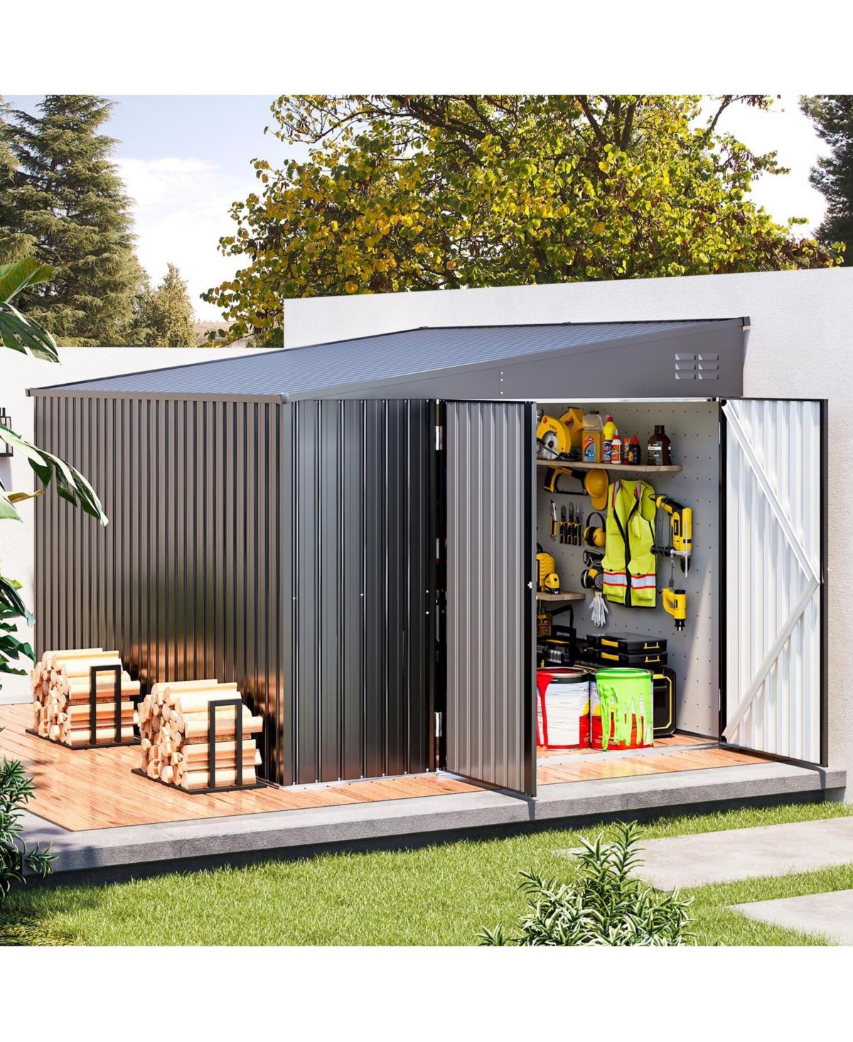 Click here for Aecojoy 8x10 Lean to Shed Outdoor Storage Shed - D... prices