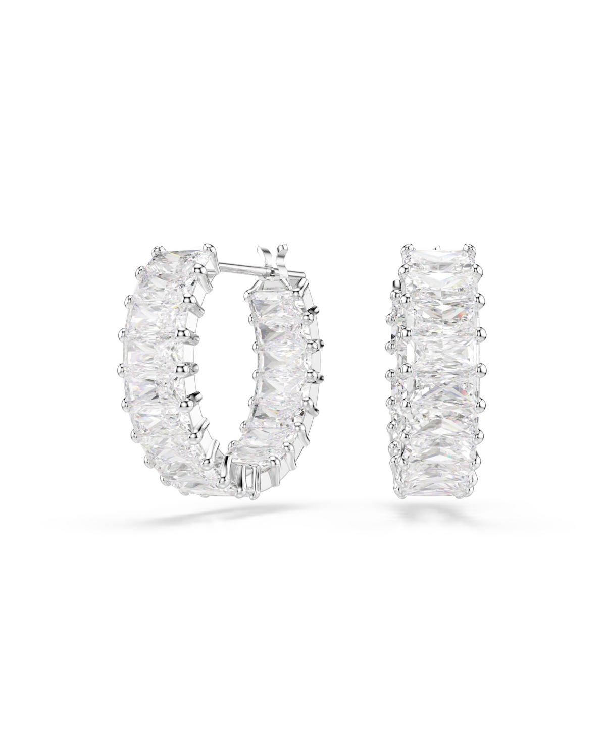 Click here for Swarovski Matrix Rhodium Plated Hoop Earrings - Si... prices