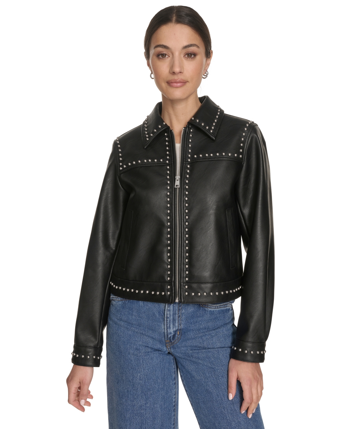 Click here for Levis Womens Studded Zipper Jacket - Black prices