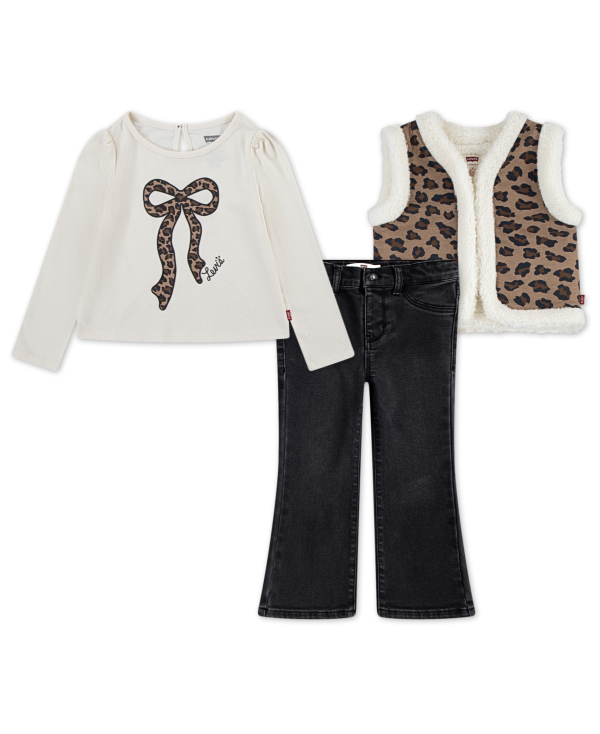 Click here for Levis Toddler Girls 3-Piece Sherpa Vest  Top and J... prices