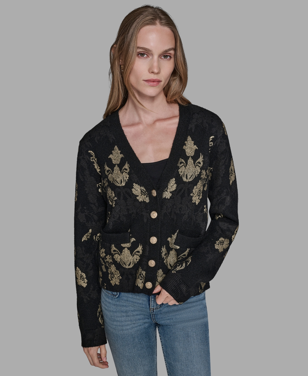 Click here for Karl Lagerfeld Paris Womens Foil Floral Print Swea... prices