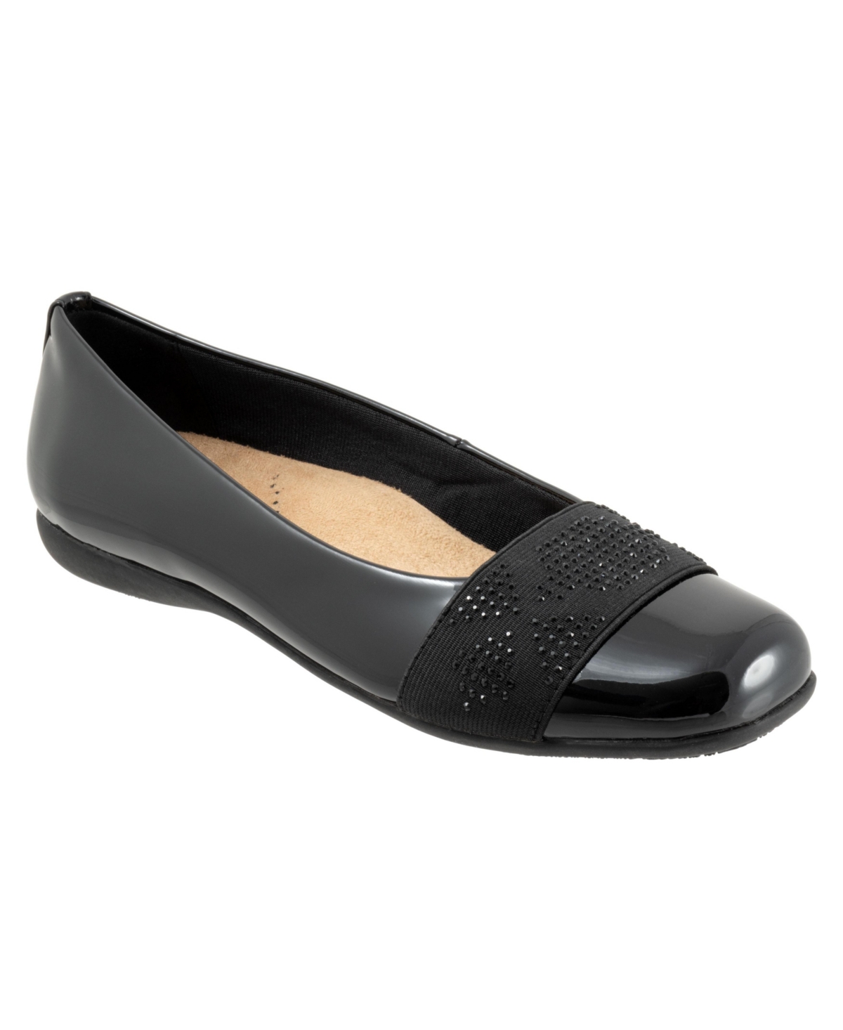 Click here for Trotters Samantha Flat - Black patent prices
