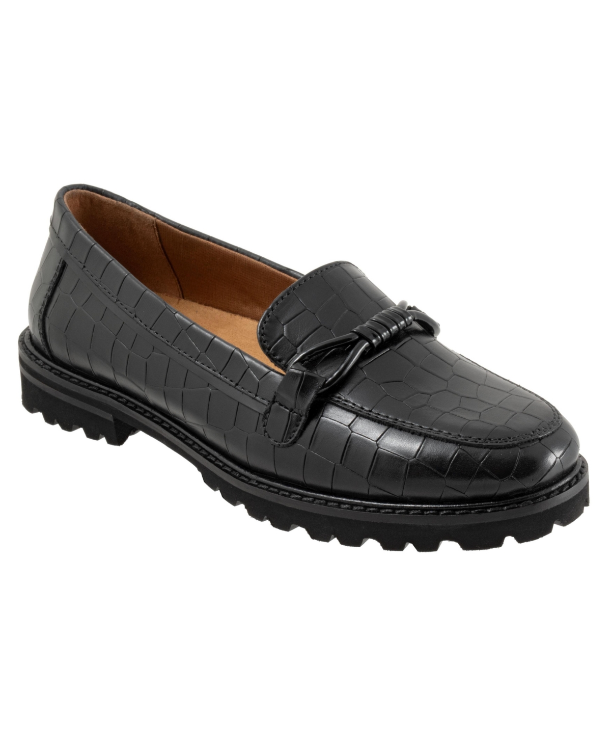 Click here for Trotters Fiora Flat - Black croco prices