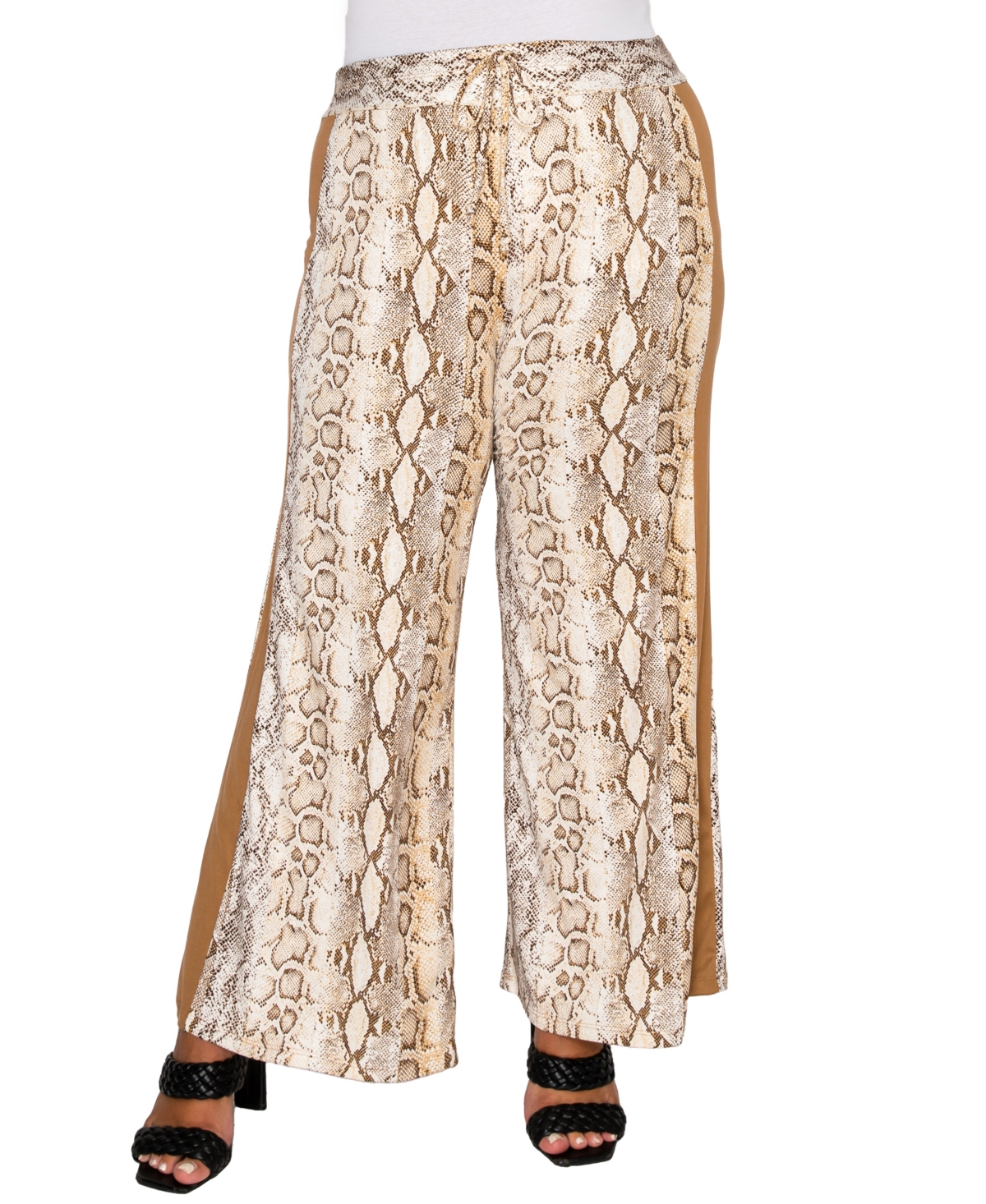 Click here for Coin 1804 Plus Size Python Side Contrast Pants - O... prices