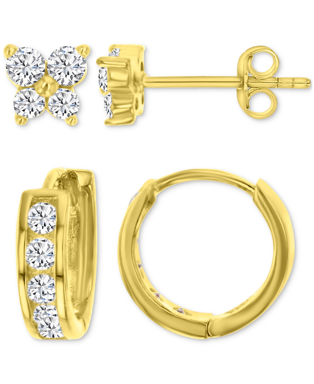 Click here for Macys Cubic Zirconia Earrings Set in 14K Yellow Go... prices