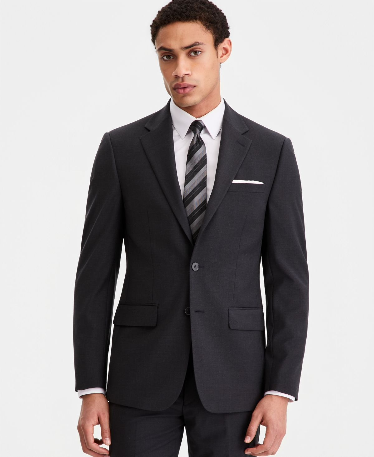 Click here for Calvin Klein Mens Slim-Fit Wool-Blend Stretch Suit... prices