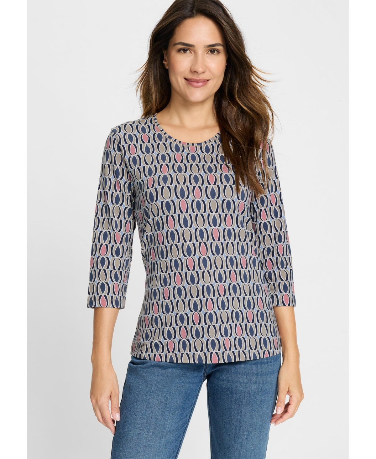 Click here for Olsen Womens Retro Print T-Shirt - Vintage pink prices