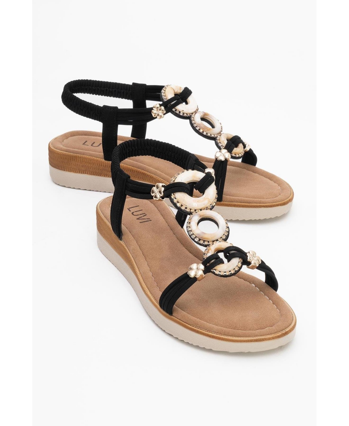 Click here for Prologue Shoes Junes Buckle-Embellished Sandal (Wo... prices