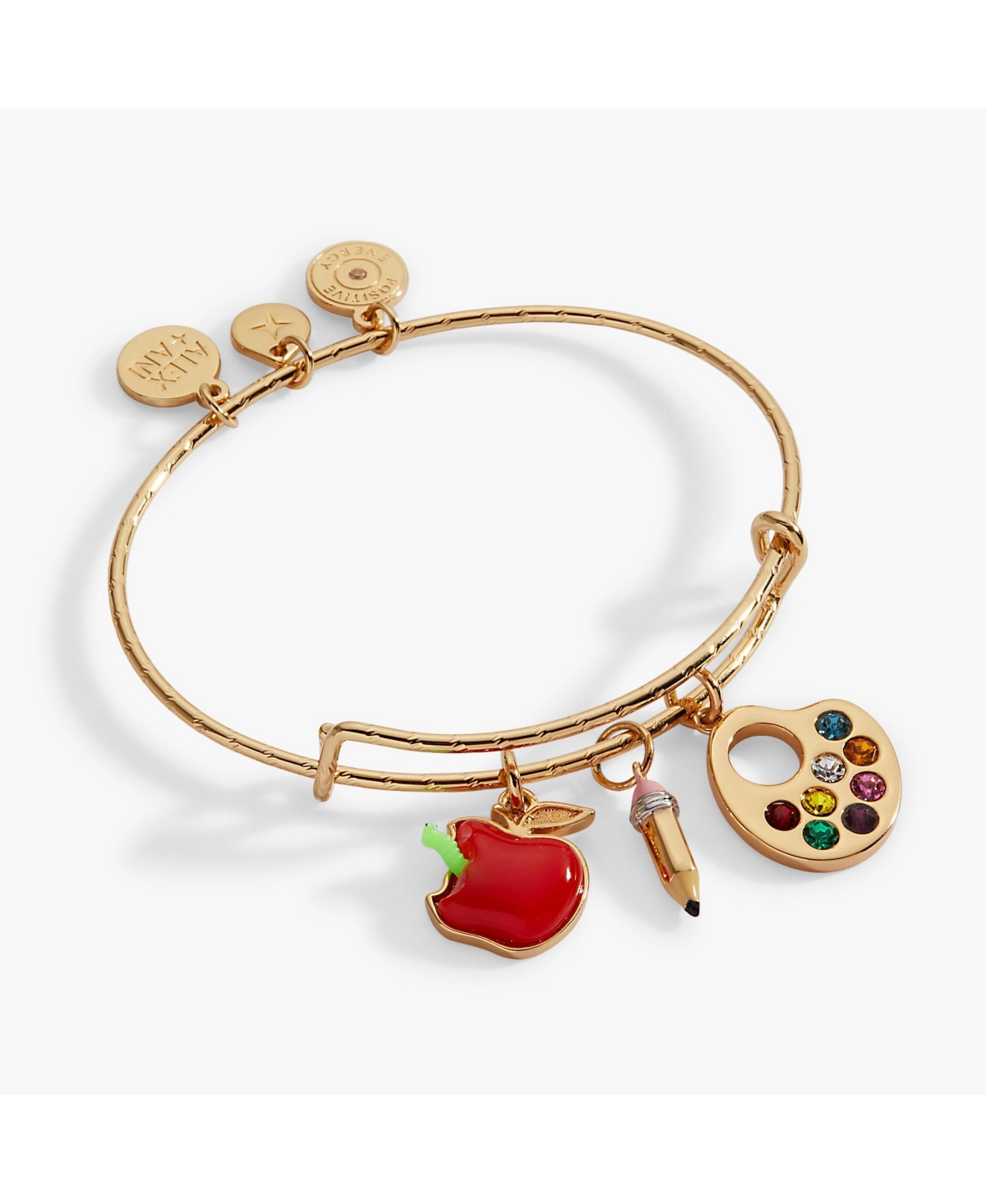 Click here for Alex and Ani Teachers Pet Multi Charm Textured Ban... prices