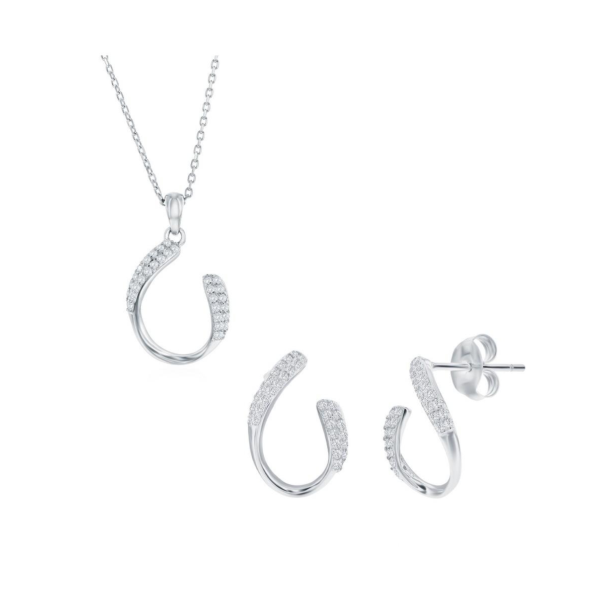 Click here for Simona Sterling Silver  Curved Oval-Shaped Cz Neck... prices