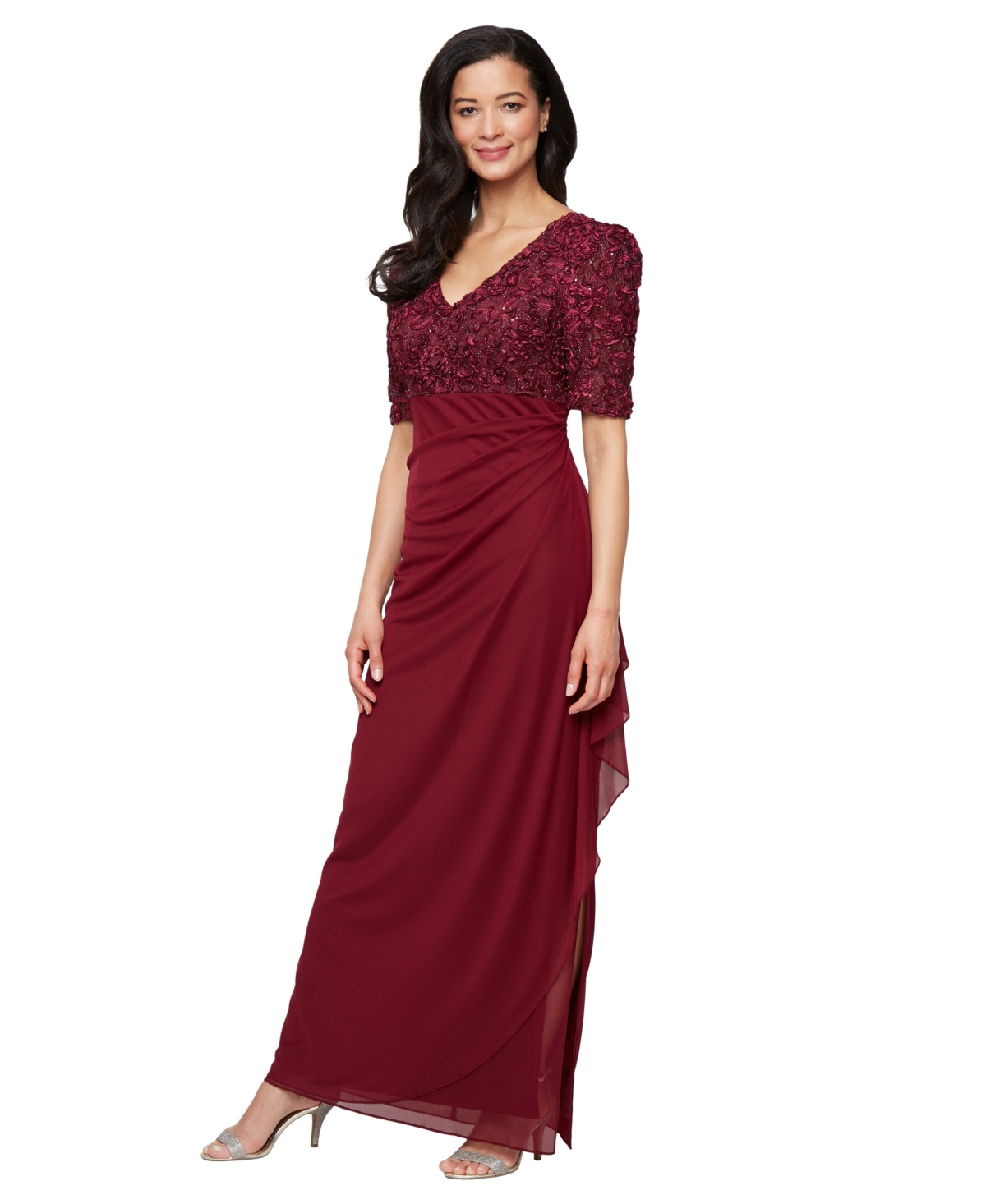 Click here for Alex Evenings Womens Embellished Puff-Sleeve A-Lin... prices
