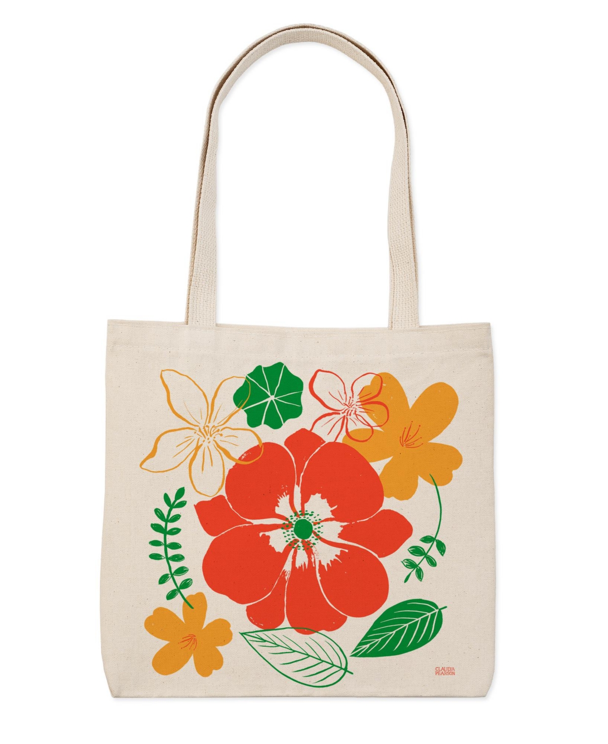 Click here for May Flowers Everyday Tote - Orange  yellow  green prices