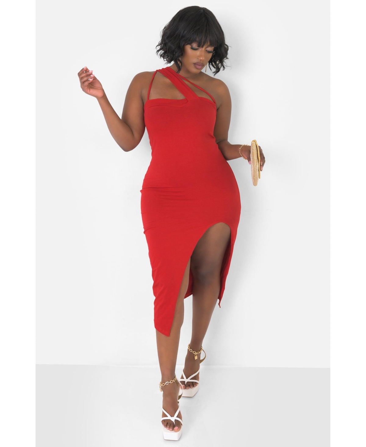 Click here for Rebdolls Caged Bodycon Midi Dress - Red prices