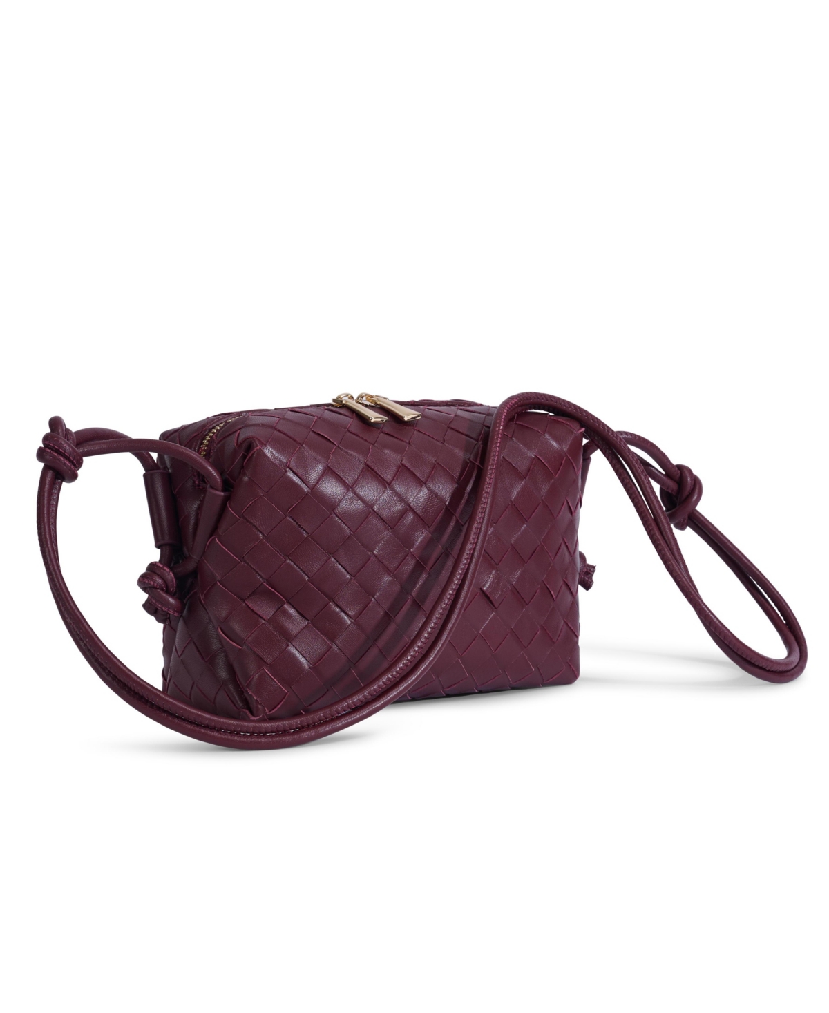 Click here for Womens Burgundy Woven Leather Crossbody Bag - Burg... prices