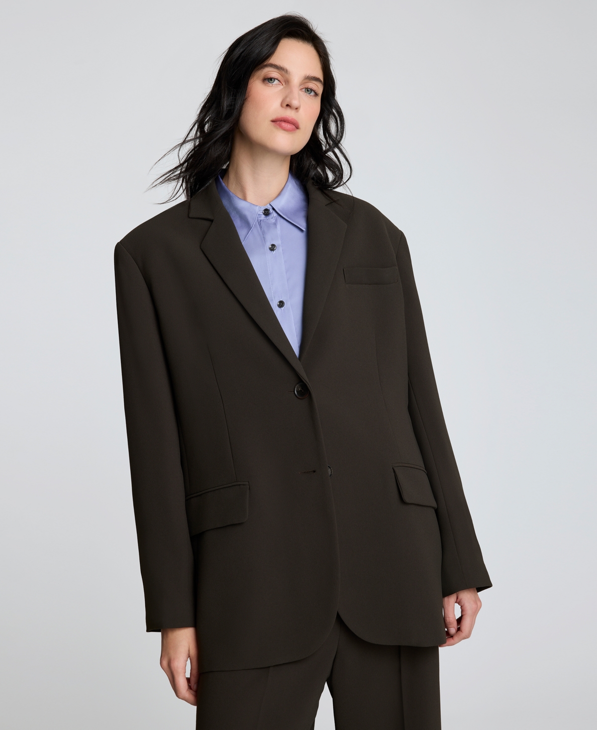 Click here for Kenneth Cole Womens Two-Button Boyfriend Blazer -... prices