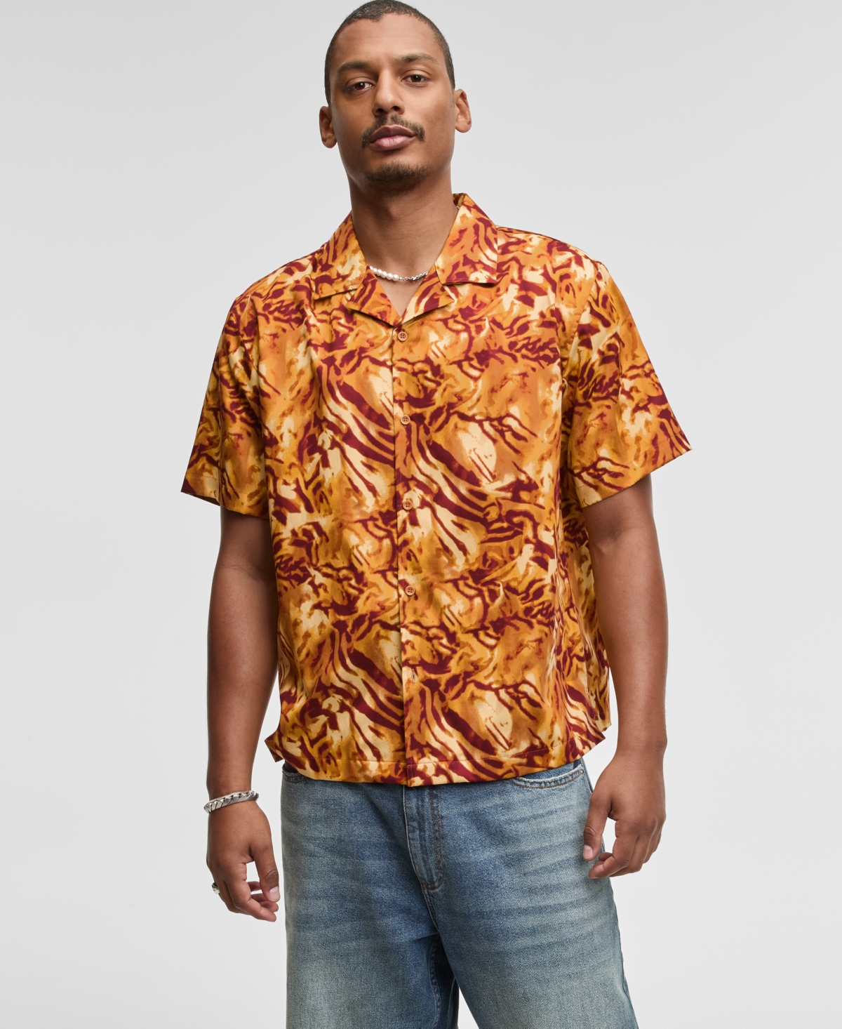 Click here for Mode of One Mens Relaxed-Fit Zebra Camp Shirt  Mac... prices
