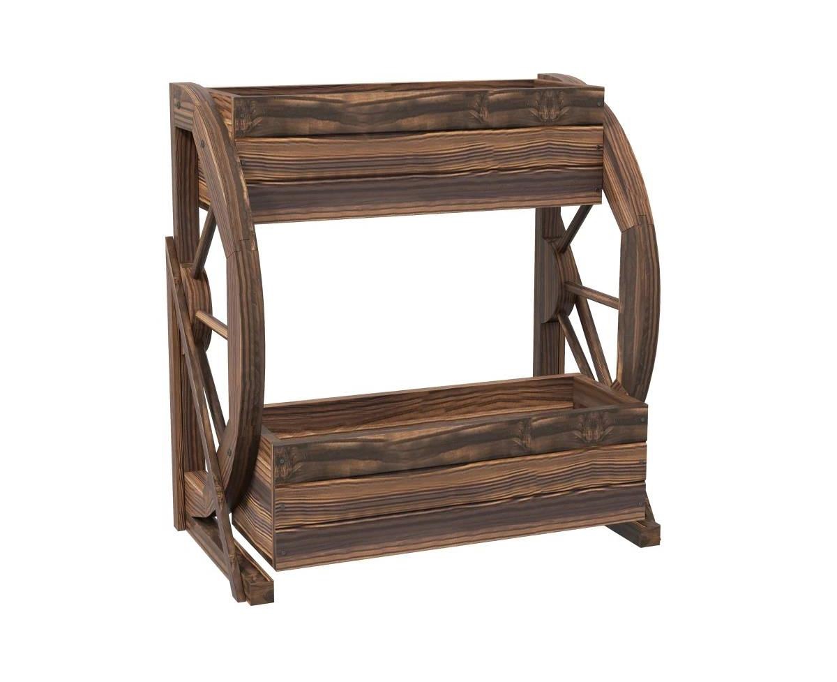 Click here for 2-Planter Garden Wagon Wheel in Fir Wood  Farmhous... prices