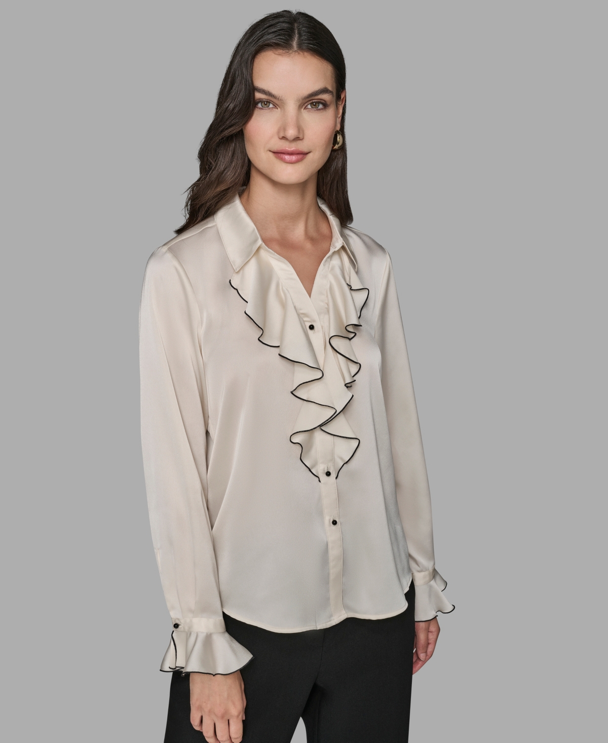 Click here for Karl Lagerfeld Paris Womens Long Sleeve Top - Birc... prices