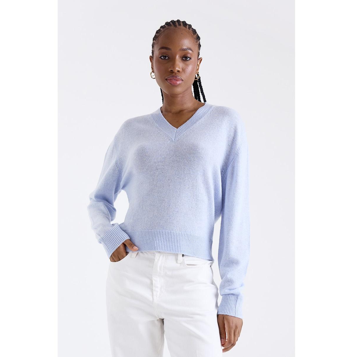 Click here for 1982 Womens Indigo Vee V-Neck Cashmere Sweater - A... prices