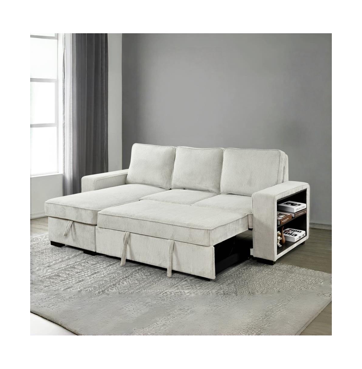 Click here for Modern Pull-Out Sofa Bed with Storage Chaise  Usb... prices