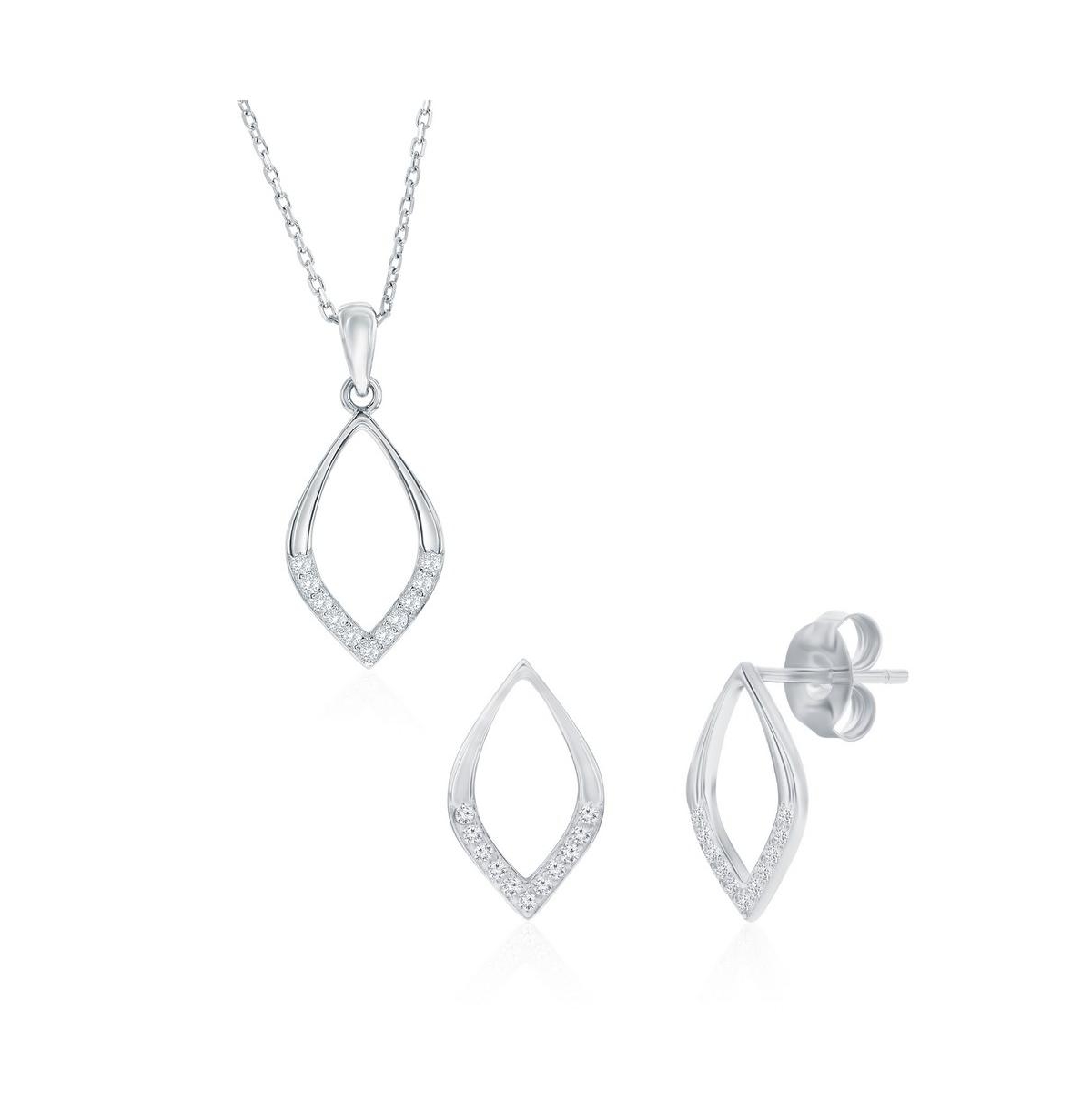Click here for Simona Sterling Silver  Polished & Cz Marquise Nec... prices