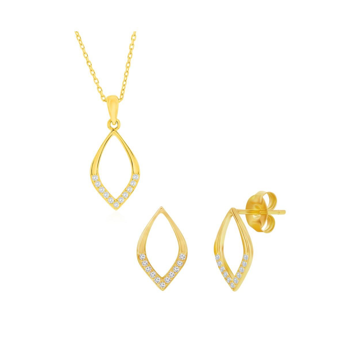 Click here for Simona Sterling Silver  Polished & Cz Marquise Nec... prices