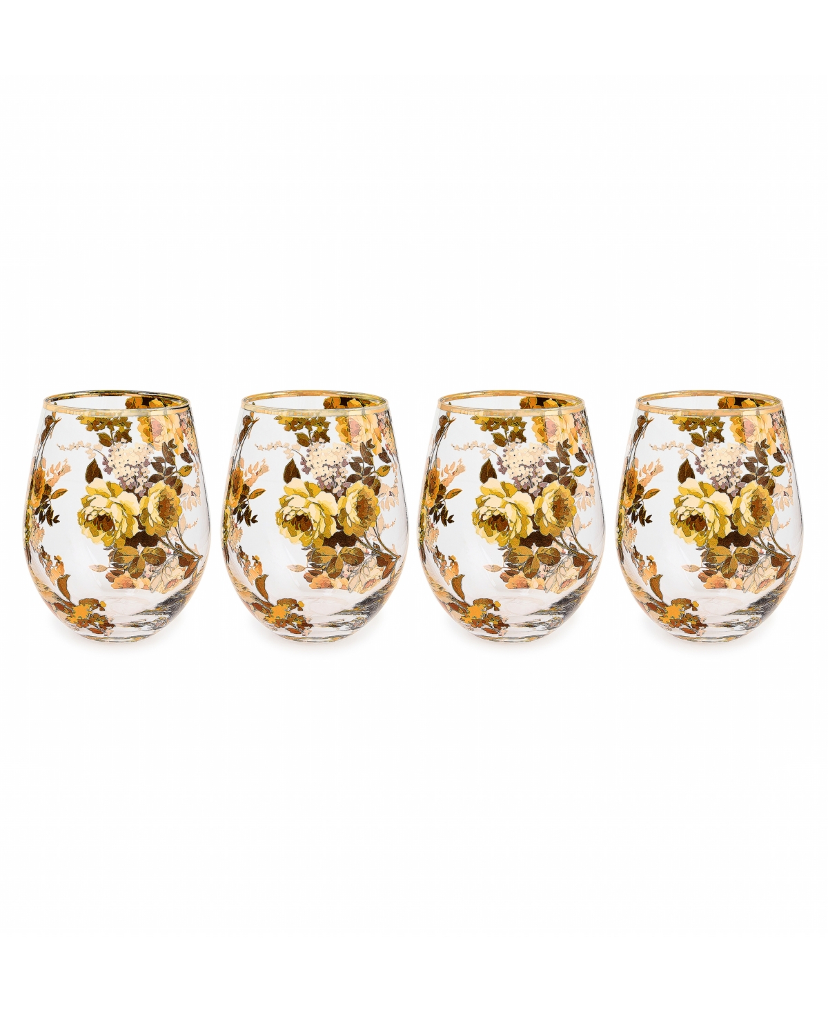 Click here for MacKenzie-Childs Wild Rose Stemless Wine Glasses... prices