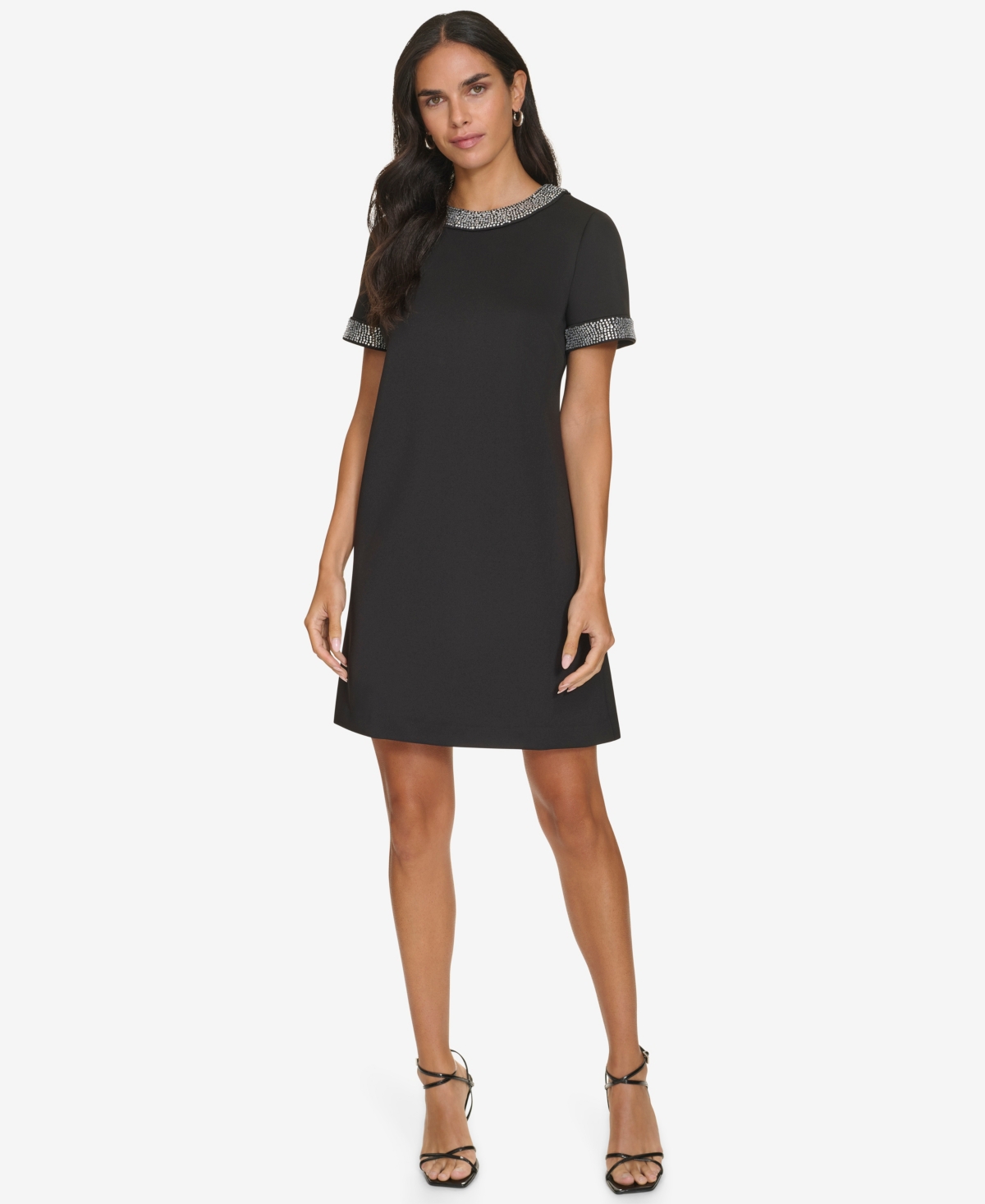 Click here for Calvin Klein Petite Heatfix Trim Jewel Neck Dress... prices