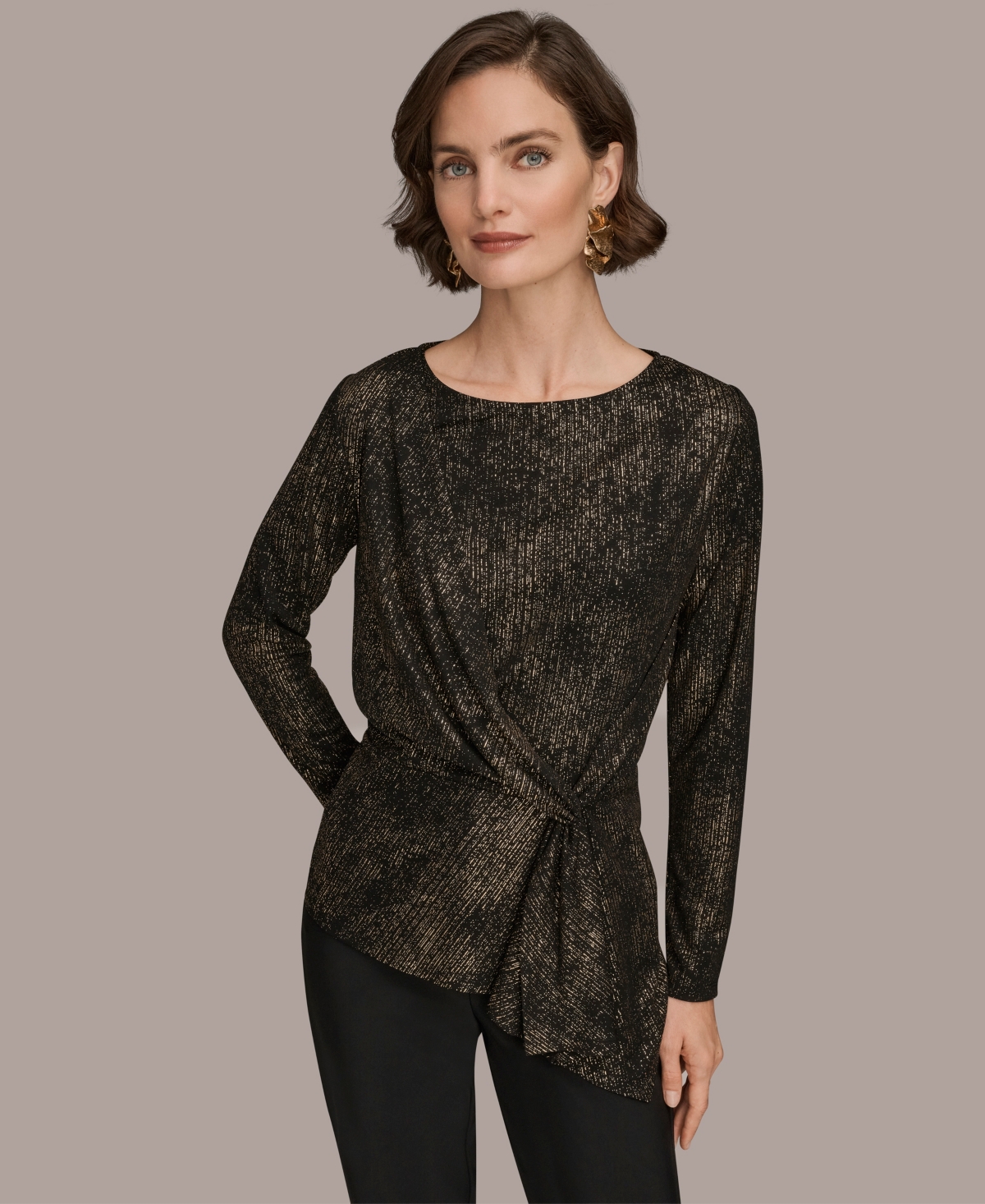 Click here for Donna Karan New York Womens Foil Knit Cinch Waist... prices