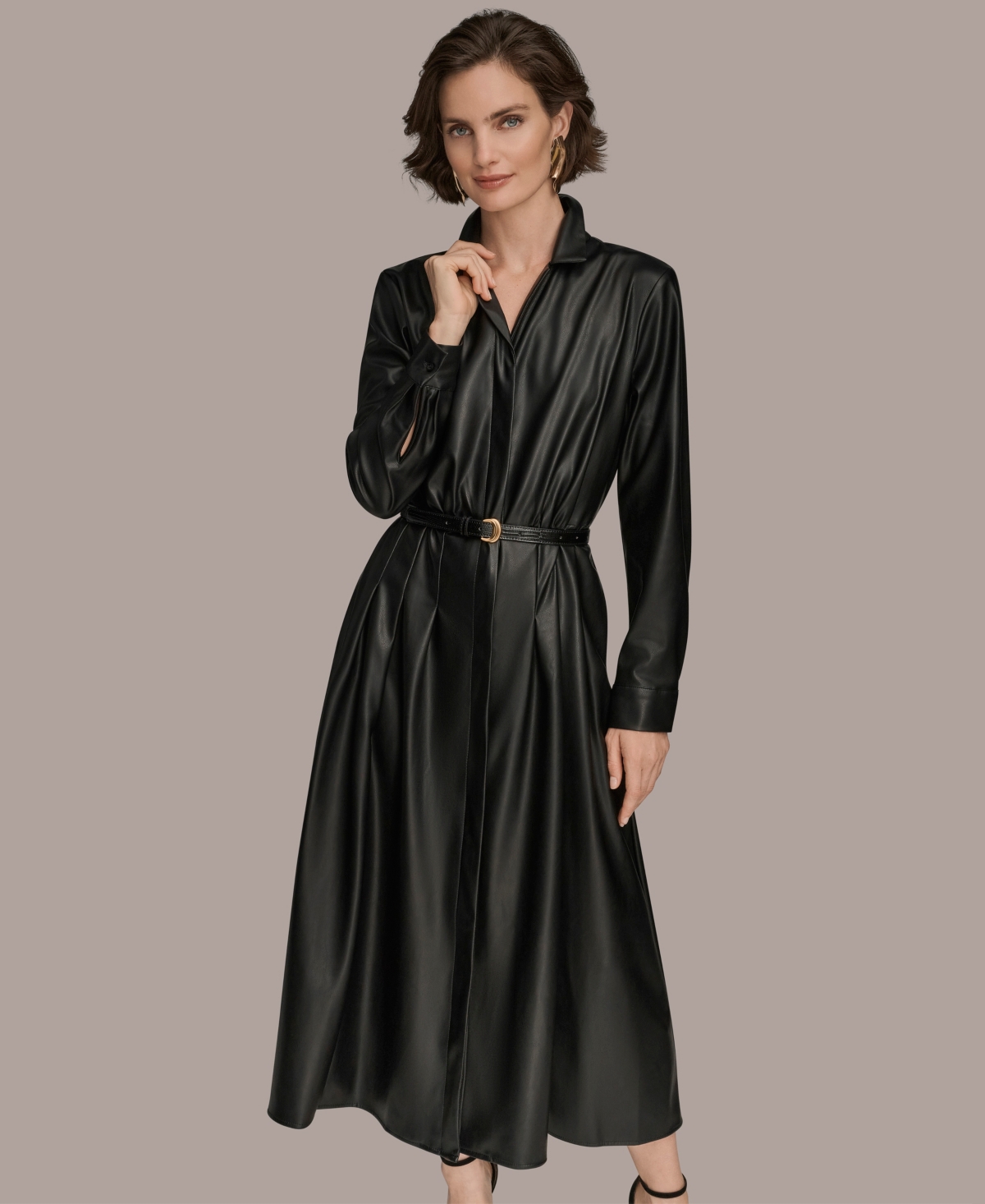Click here for Donna Karan New York Womens Button Front Midi Dres... prices