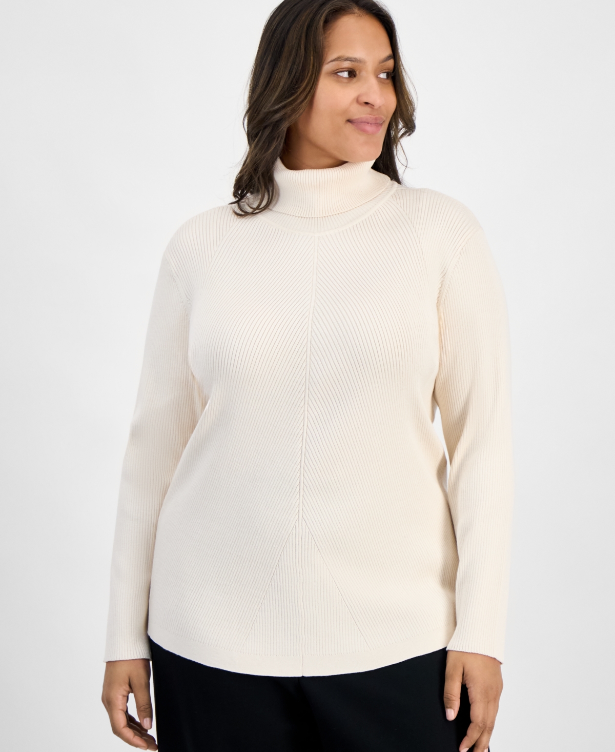 Click here for Jones New York Plus Size Engineered Rib Turtleneck... prices