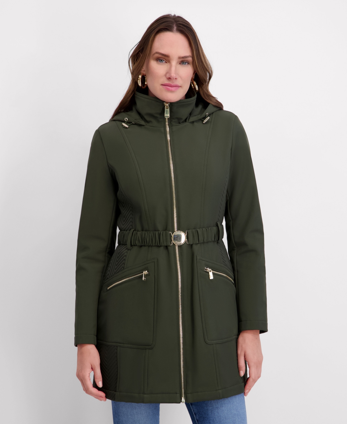 Click here for Kensie Womens Hooded  Metal Buckle Belted Softshel... prices