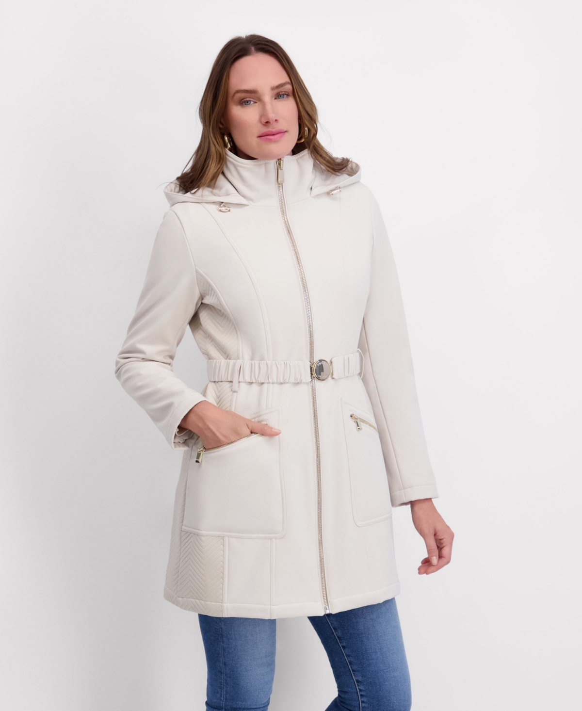 Click here for Kensie Womens Hooded  Metal Buckle Belted Softshel... prices