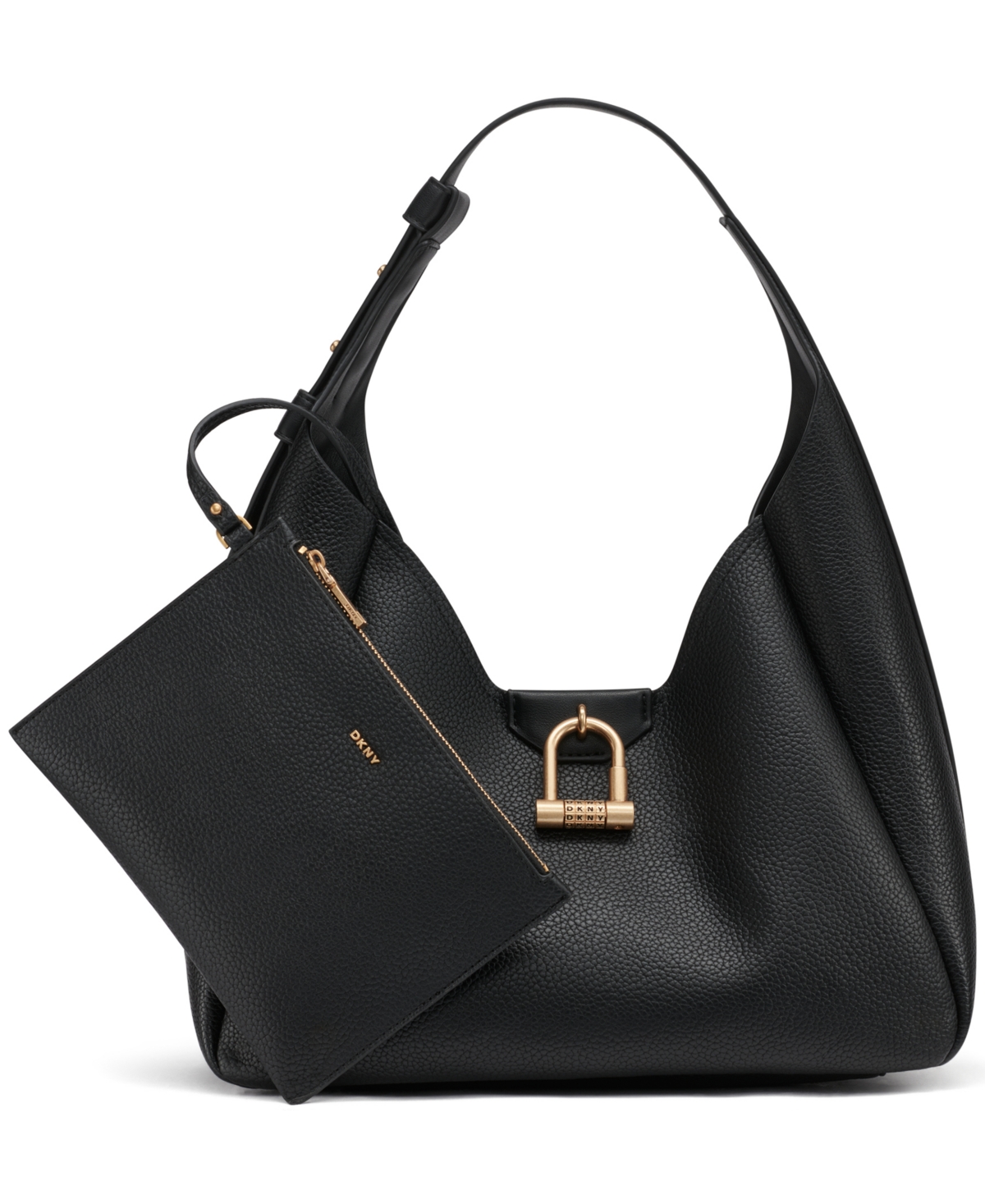 Click here for Dkny Womens Karlie Medium Hobo Handbag - Black/gol... prices