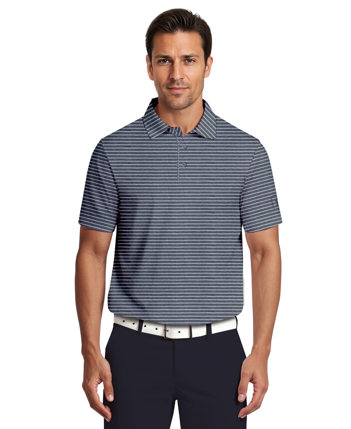 Click here for Pga Tour Mens Heathered Stripe Golf Polo Shirt - P... prices