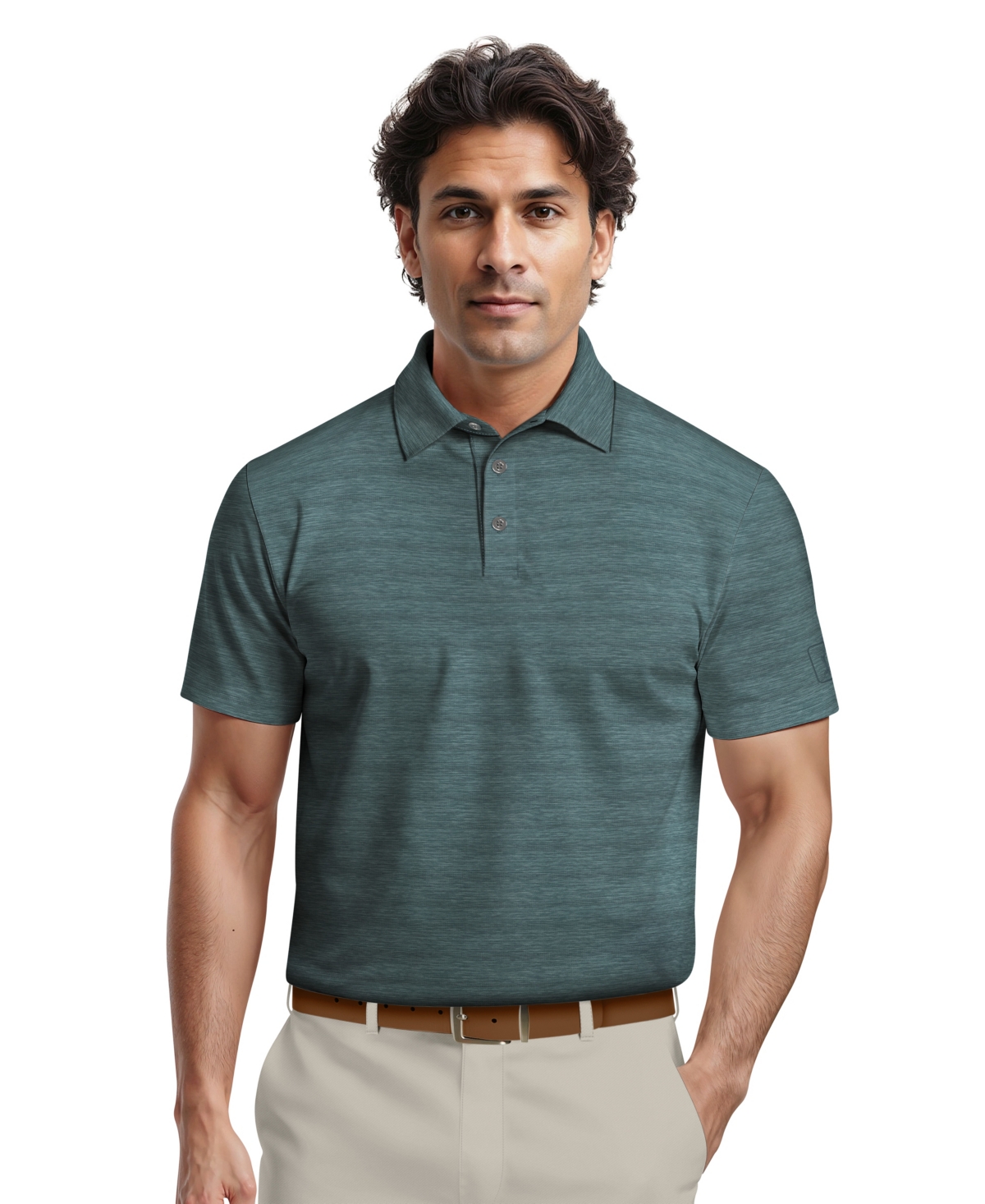 Click here for Pga Tour Mens Textured Polo Shirt - Dark Brittany... prices