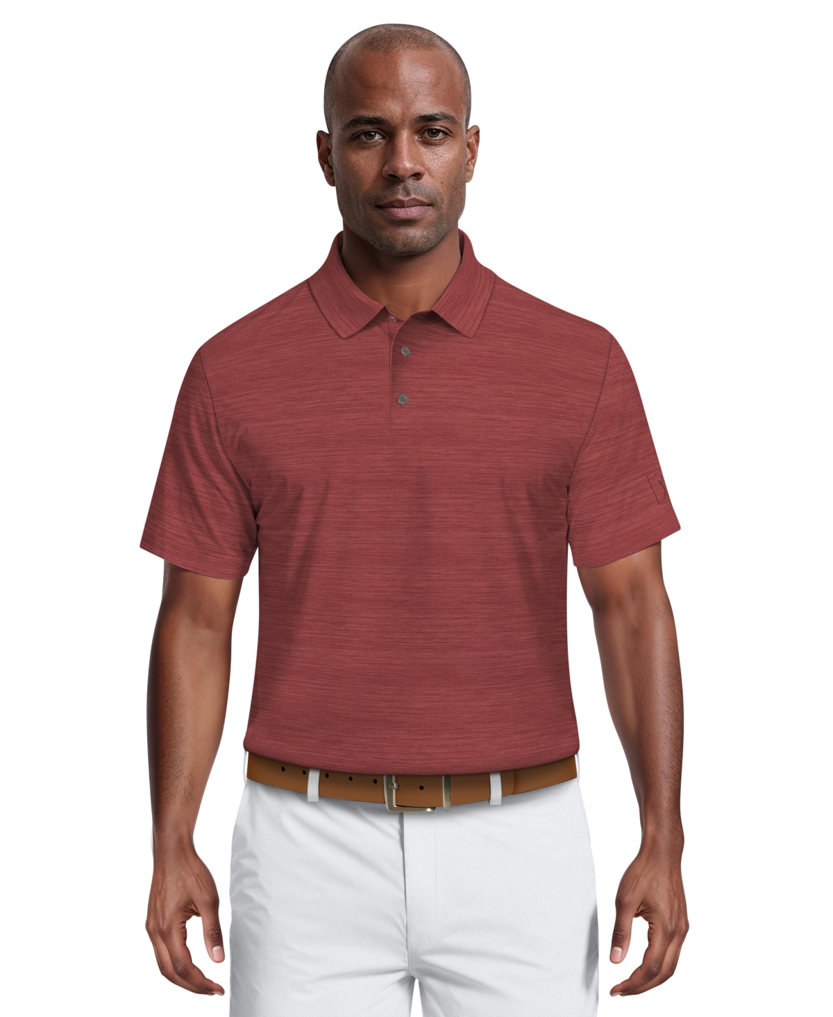 Click here for Pga Tour Mens Textured Polo Shirt - Earth Rose prices