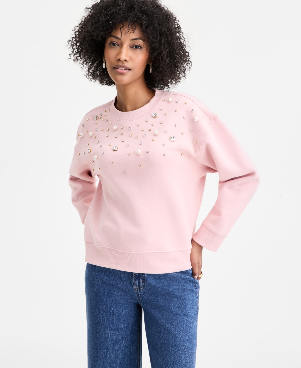 Click here for On 34th Womens Embellished Crewneck Sweatshirt  Ma... prices