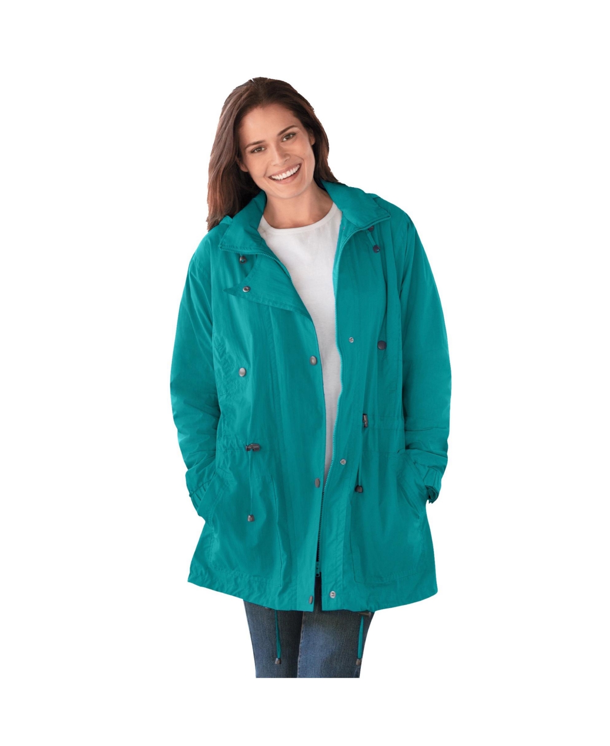Click here for Woman Within Plus Size Fleece-Lined Taslon Anorak... prices