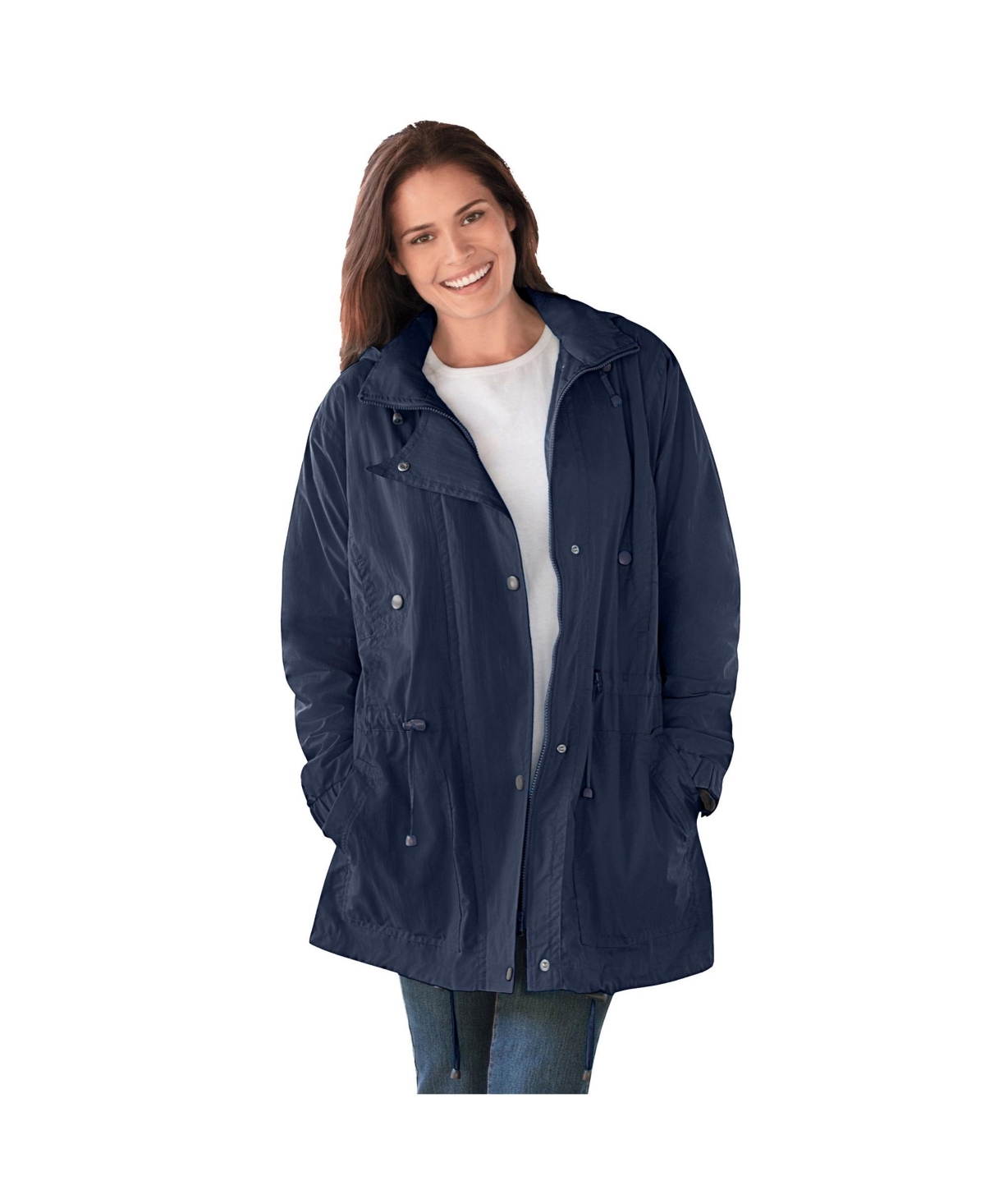 Click here for Woman Within Plus Size Fleece-Lined Taslon Anorak... prices