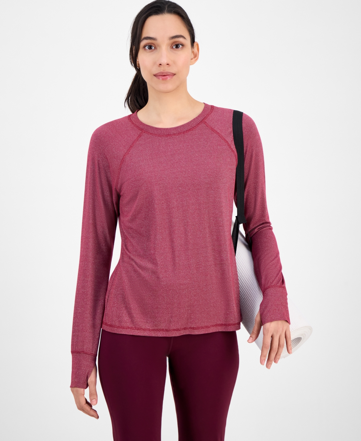 Click here for Id Ideology Womens Metallic Raglan-Sleeve Top  Cre... prices