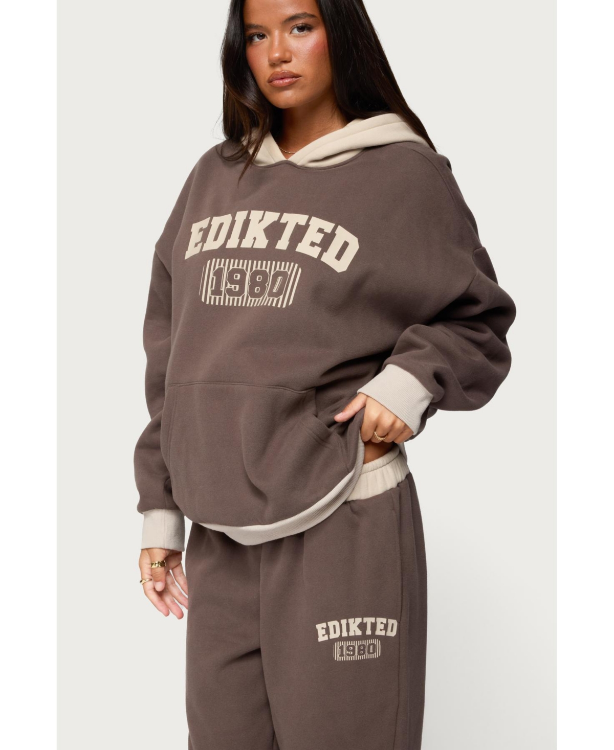 Click here for Edikted Womens 1980 Oversized Hoodie - Brown prices