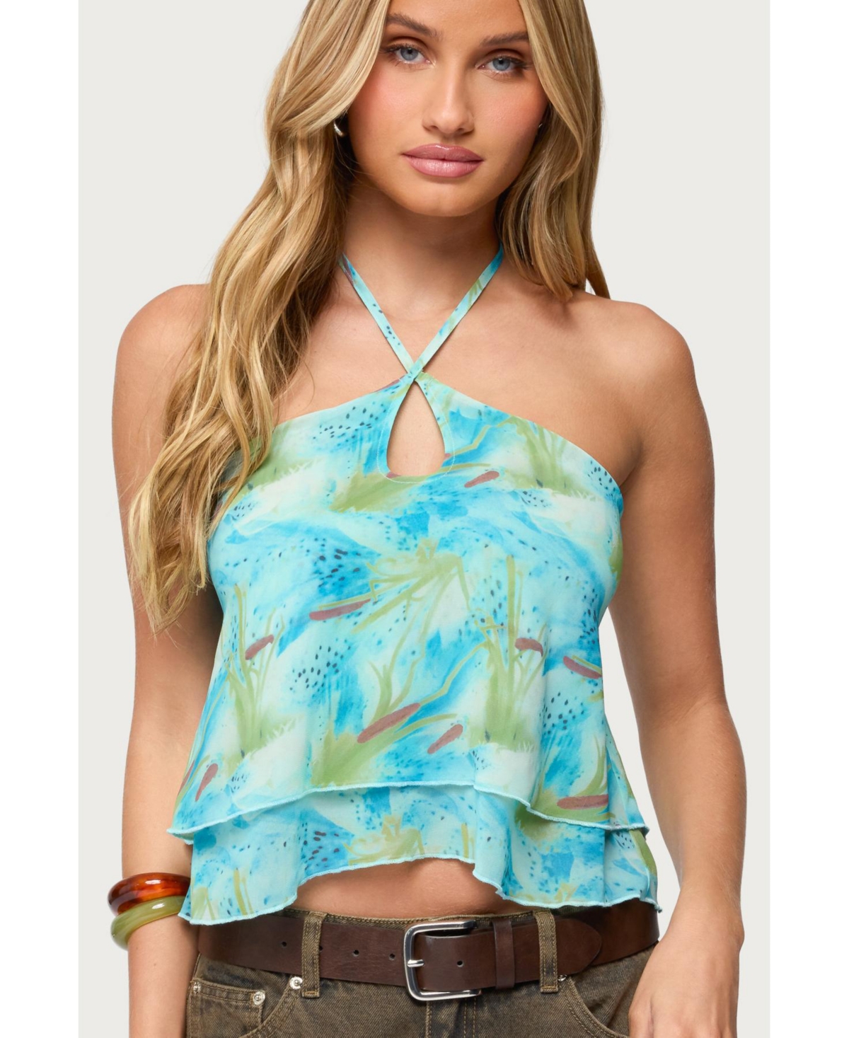 Click here for Edikted Womens Dragon Lily Layered Chiffon Halter... prices