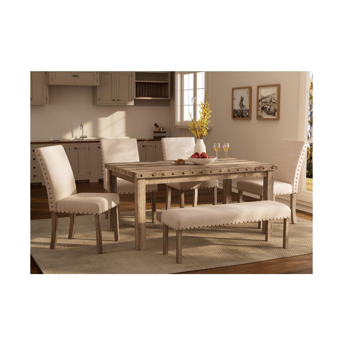 Click here for Dining Table Set for 6  6 Piece Farmhouse Dining S... prices